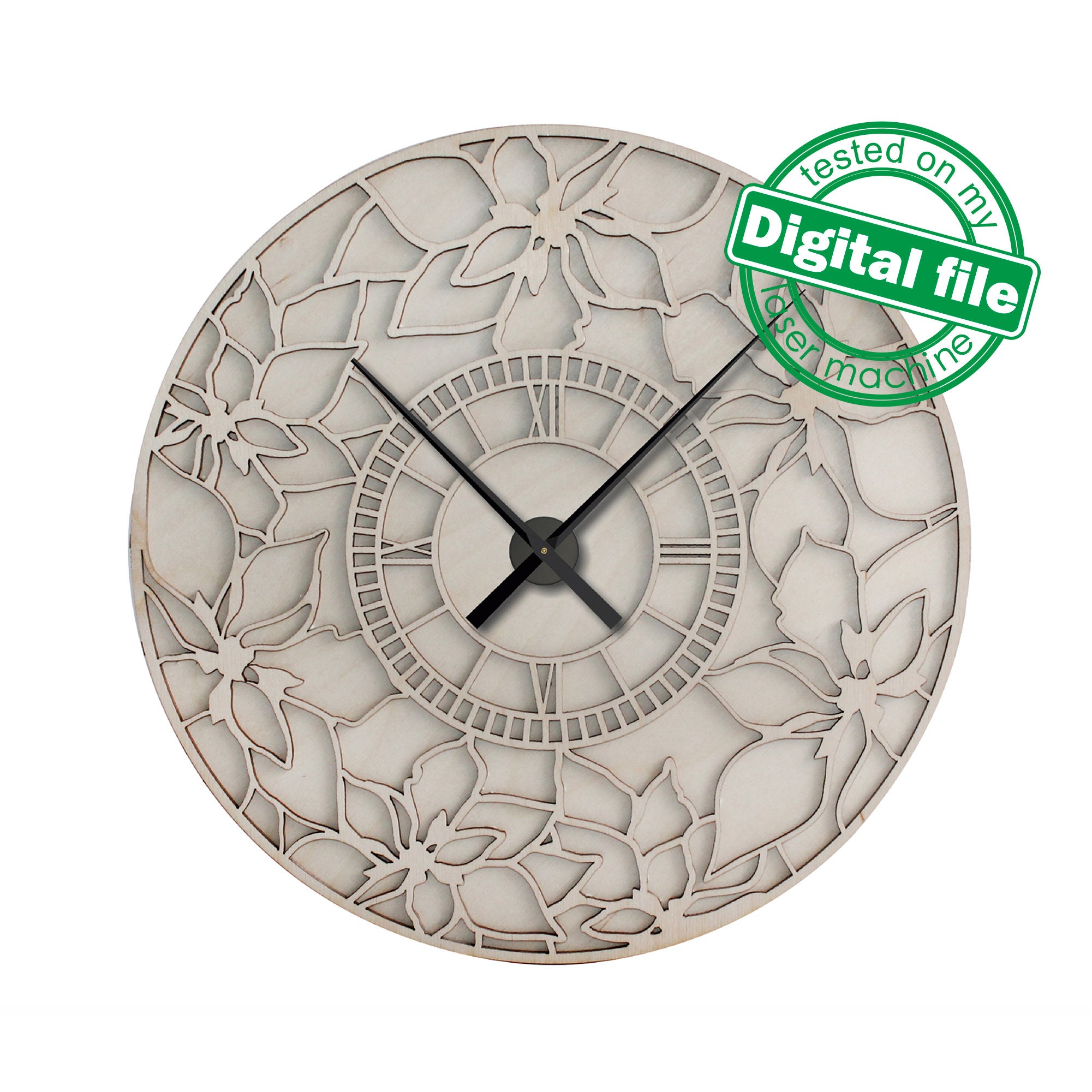 Flower Clock Face Laser Cut Files: DXF, SVG, PDF (digital Download) - Etsy