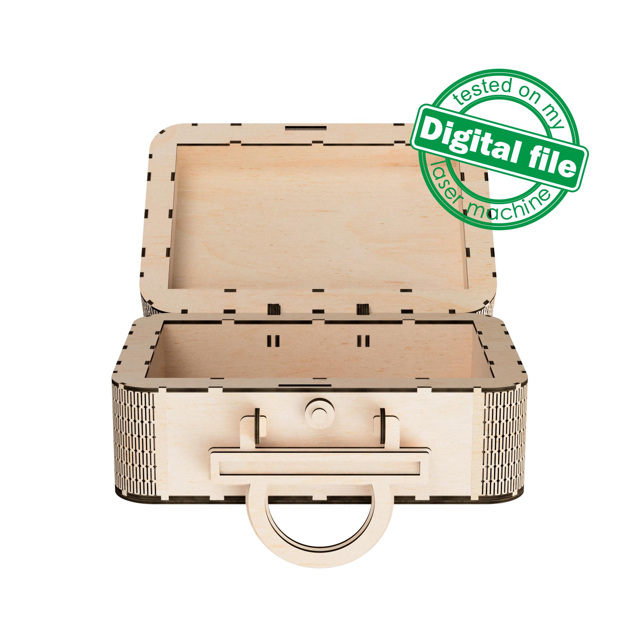Laser Cut Wooden Suitcase Box Template: Rotating Lock Design (digital ...