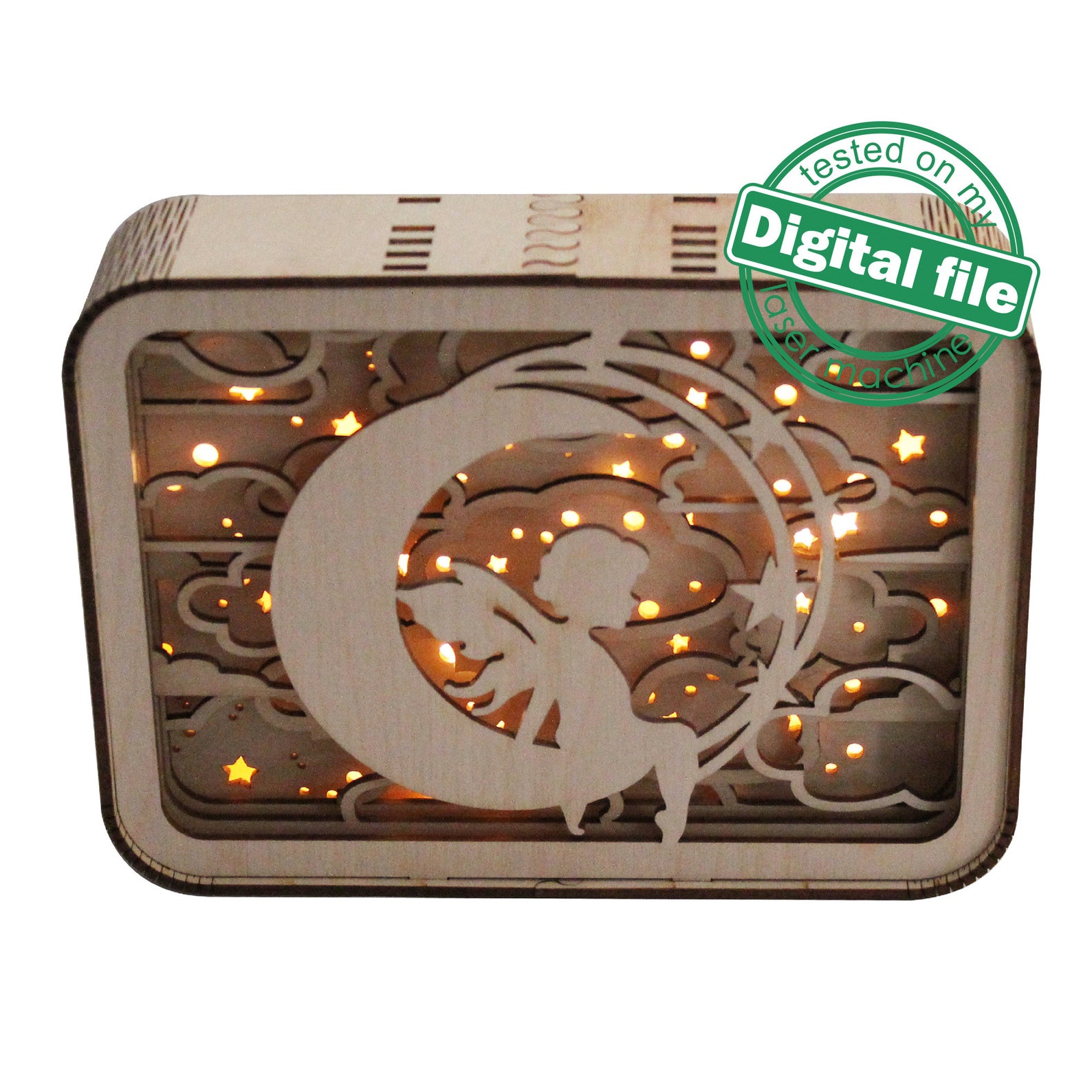 DXF SVG Files for Light Box Angel on the Moon Nursery Decor - Etsy