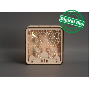 DIY Islamic Lightbox, Ramadan Shadow Box, Two Different Sizes DXF, SVG ...