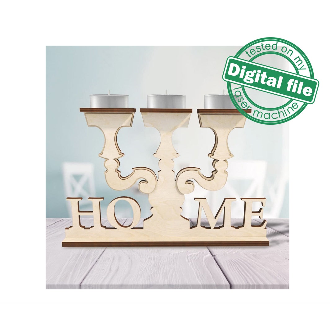 DXF, SVG Files for Laser Tea Сandle Holder Home, Vector Project ...