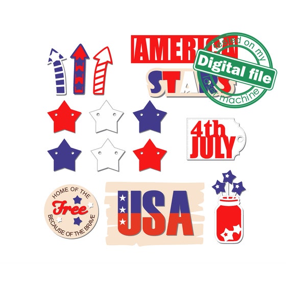 SVG DXF PDF Laser Cut Files Independence Day Tiered Tray - Etsy