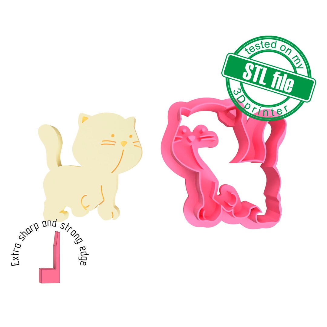 Kitty3, Cute Pets Collection, 3 Sizes, Digital STL File for 3D Printing ...