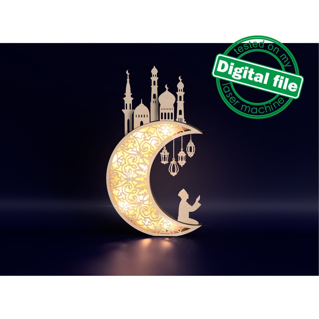 Crescent Moon Lightbox Laser Cut Files: Islamic Ramadan Decor (digital ...