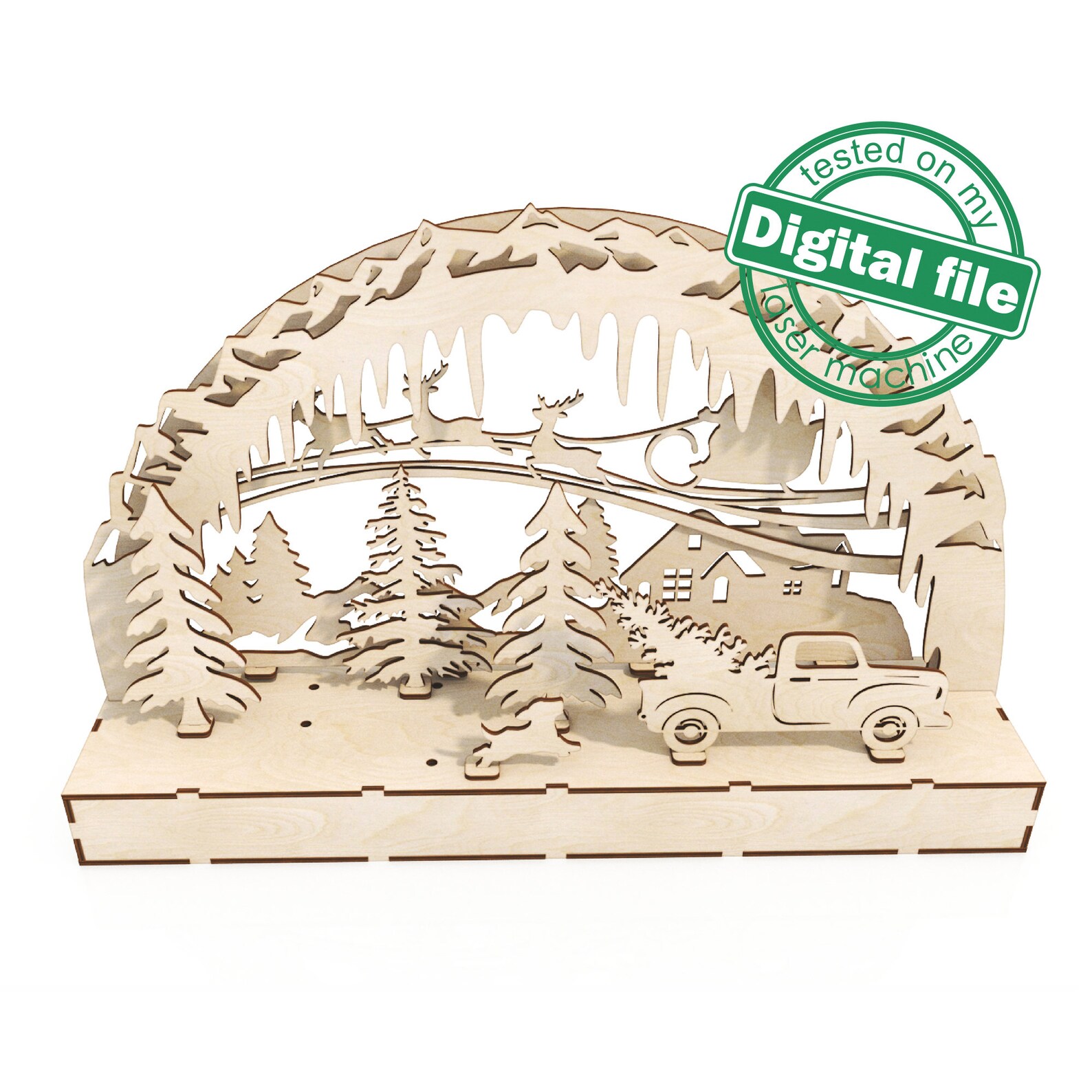 DXF File for Laser Large Wooden Decoration Electrically Illuminated ...