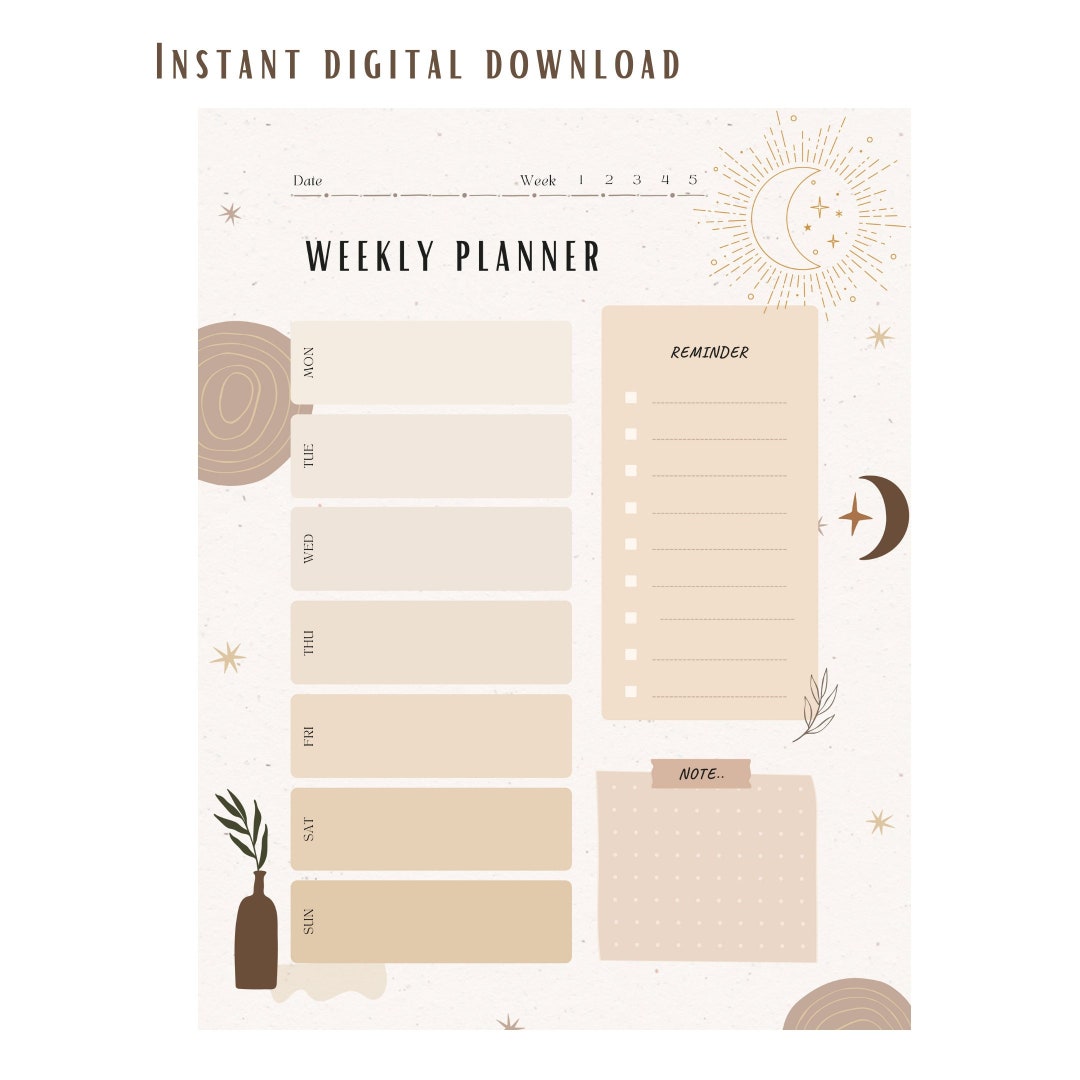 Printable Boho Weekly Planner - Etsy