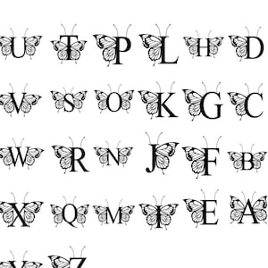 Alphabet Butterfly Initial - 40+ Colors - Butterfly Monogram - Initial ...