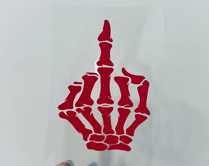 Skeleton Finger Vinyl Decal, Skeleton Middle Finger Decal, Skeleton ...