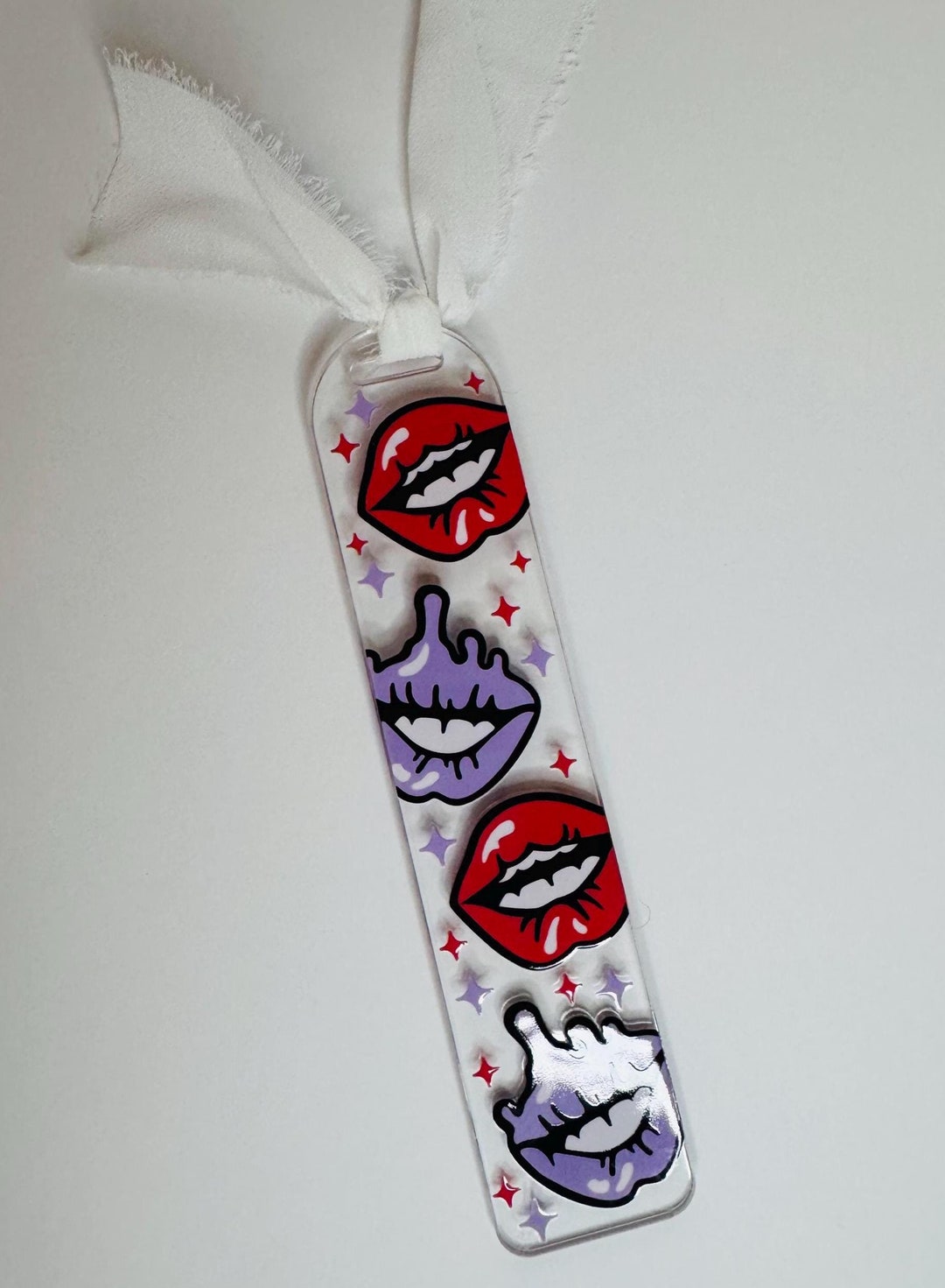 Drippy Lips Iconic - High Quality Acrylic Bookmark - 10+ Chiffon Ribbon ...