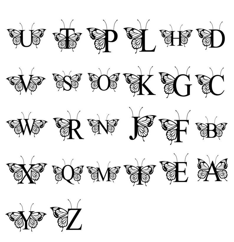 Alphabet Butterfly Initial - 40+ Colors - Butterfly Monogram - Initial ...