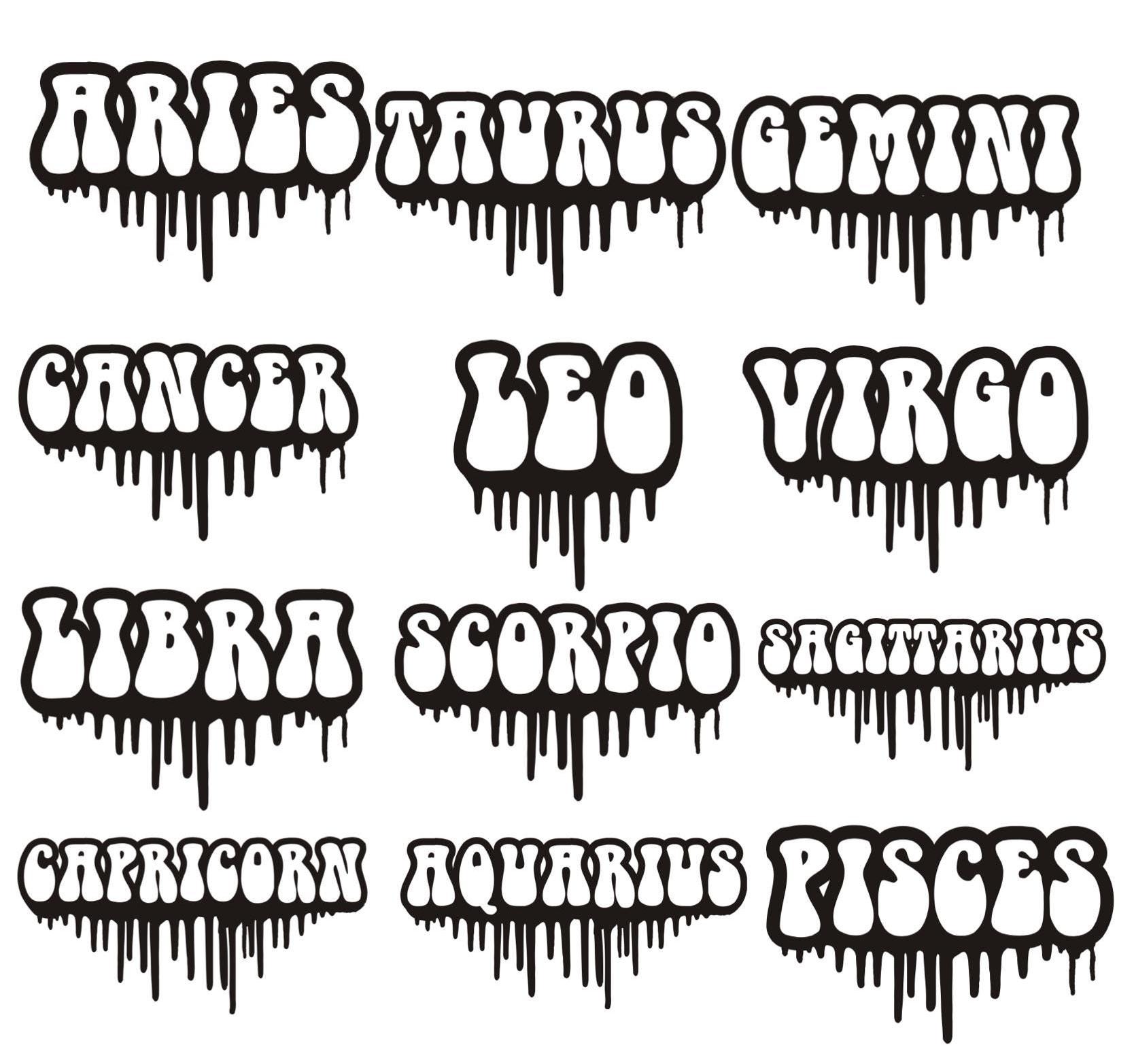 Zodiac Sign Drippy Effect | 12 Birth Signs | Sticker for Car, Water ...