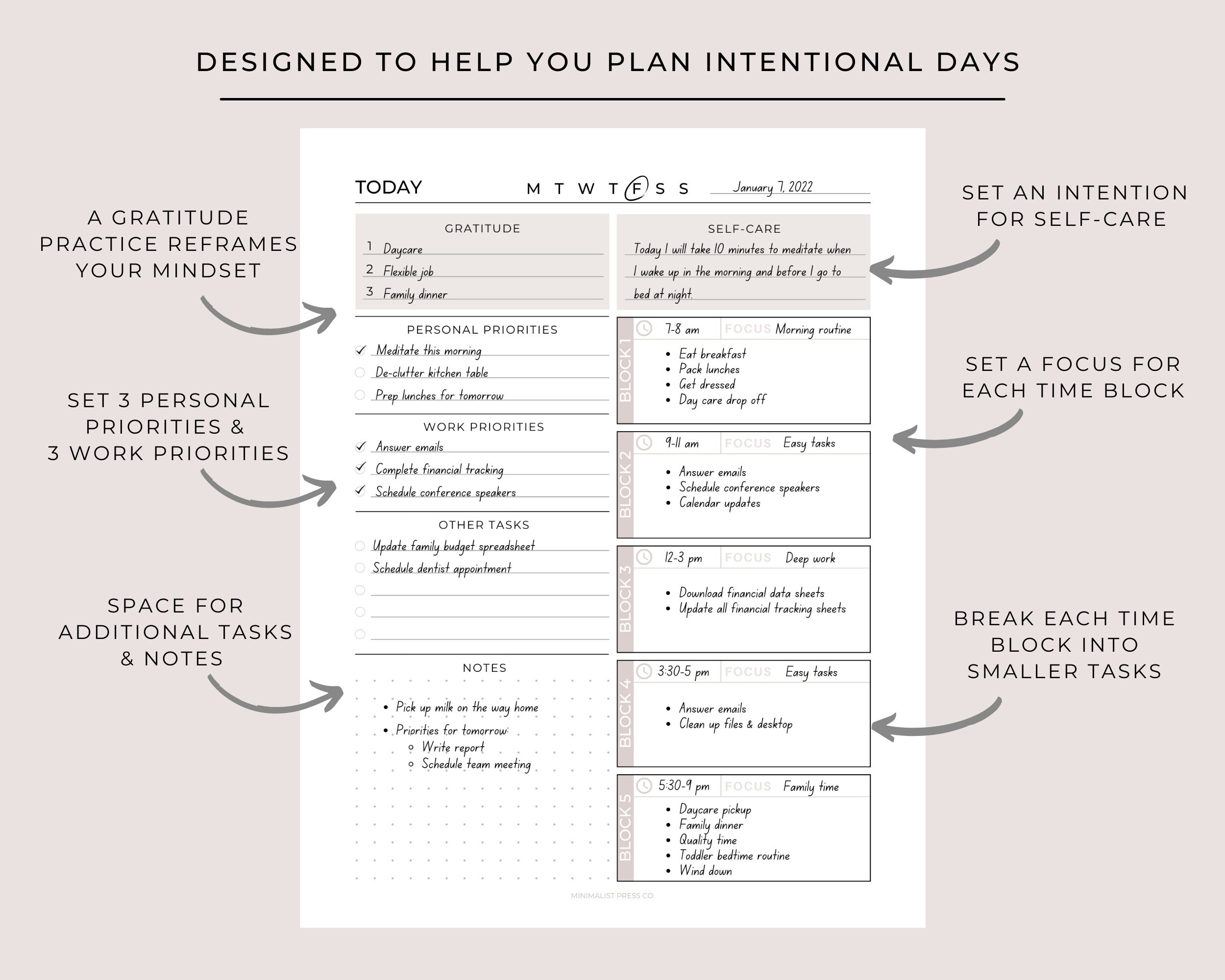 Printable Daily Time Block Planner Daily Planner Work - Etsy