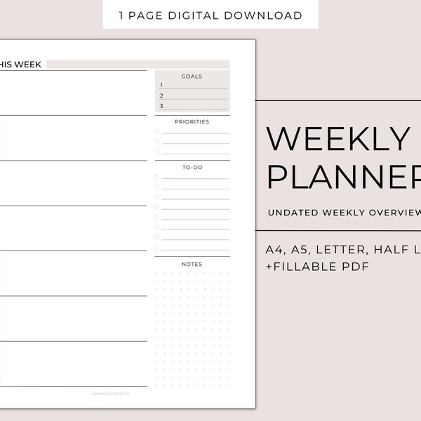 Weekly Planner - Etsy