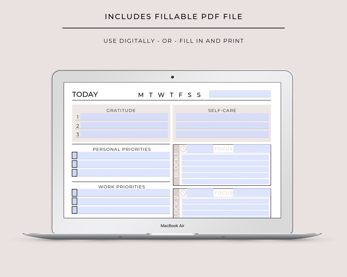 Printable Daily Time Block Planner Daily Planner Work - Etsy