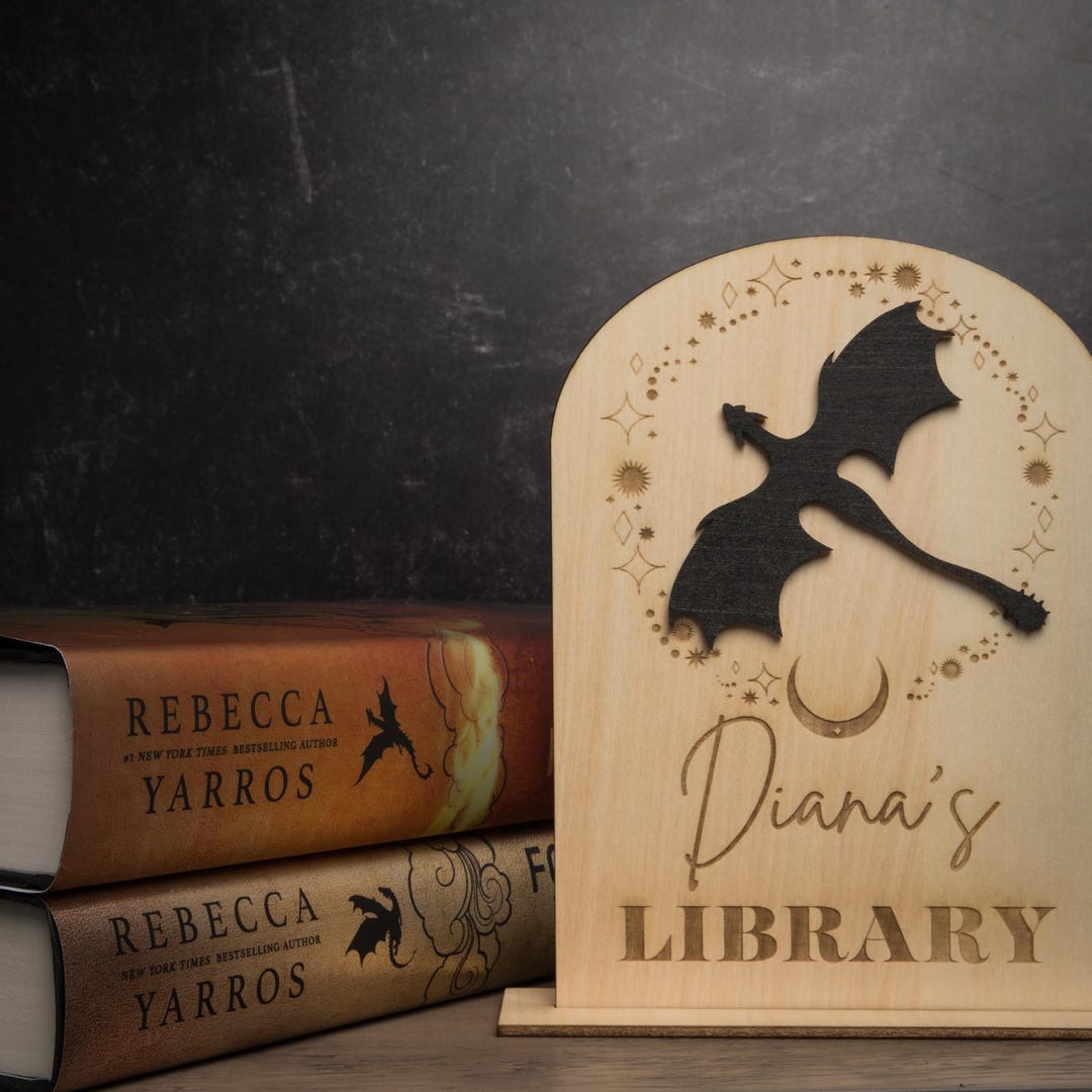 Personalized Dragon Bookshelf Sign Custom Fantasy Name Plaque Unique ...