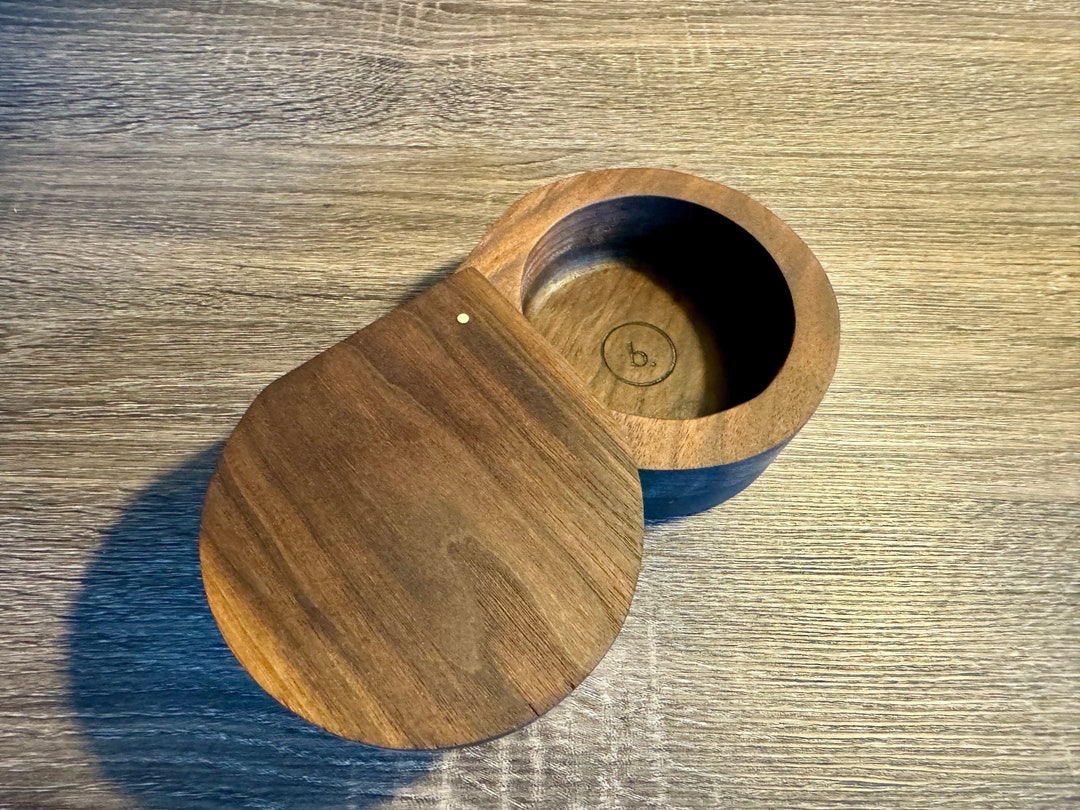 Large Wooden Salt Cellar With Sliding Lid Walnut - Etsy