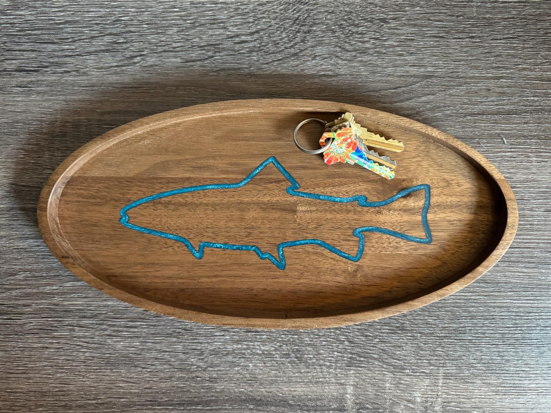 Catch All Tray Walnut With Trout Fish Inlay multiple Options - Etsy