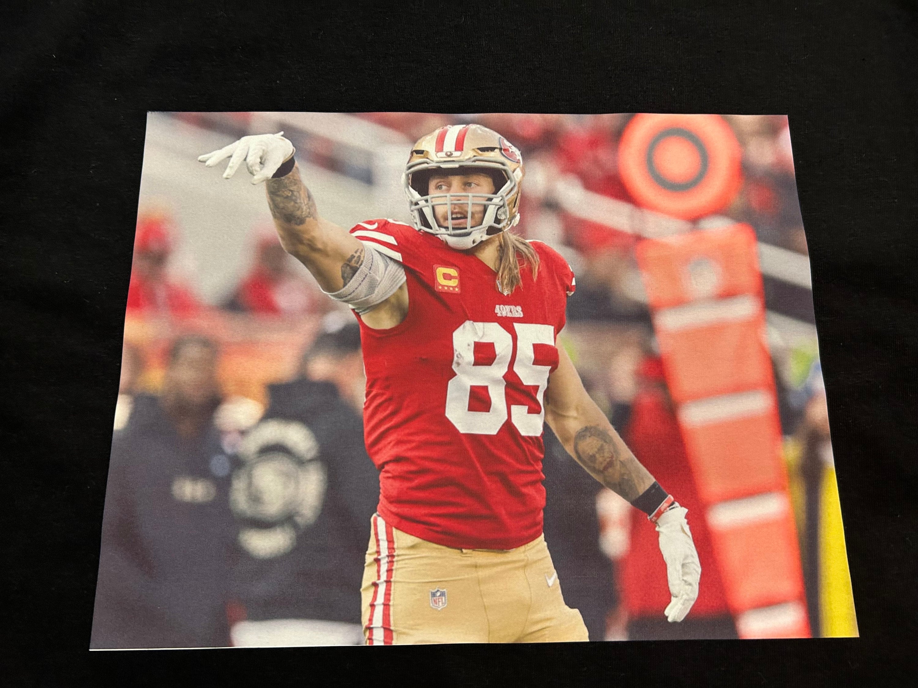 49ers George Kittle Celebration Premium T Shirt in Mens Sizes S-3XL in ...