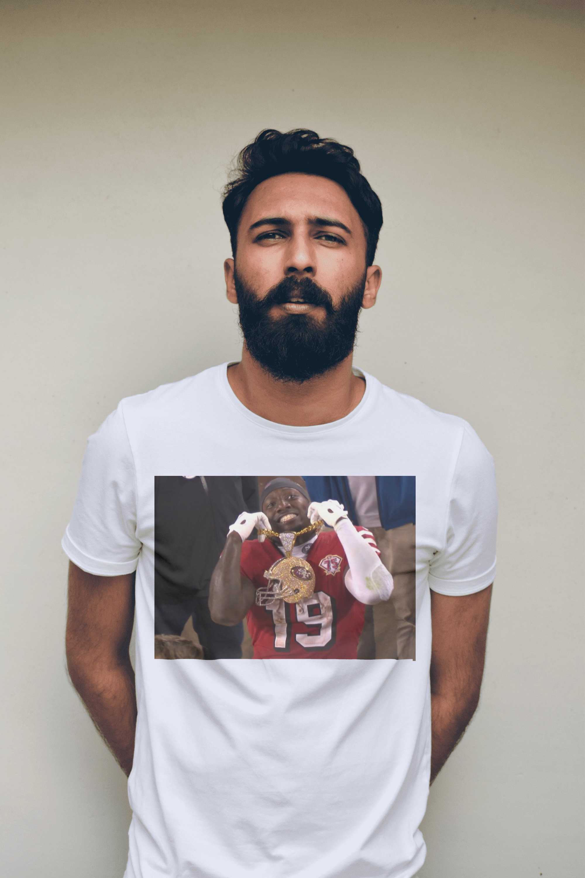 DEEBO Samuel Gold 49er Chain Premium T Shirt in Mens Size S-3XL in White or Black Printed on ...