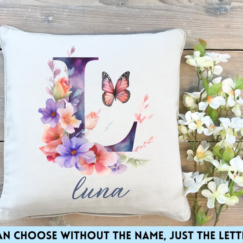 Initial Floral Pillow - Etsy