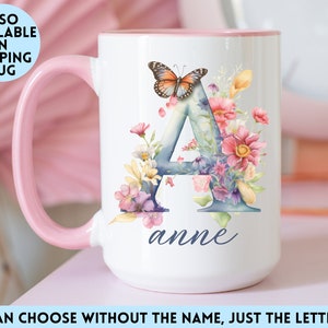 Personalized Initial Letter Mug, Cute Monogram Mug, Grandmas Garden ...