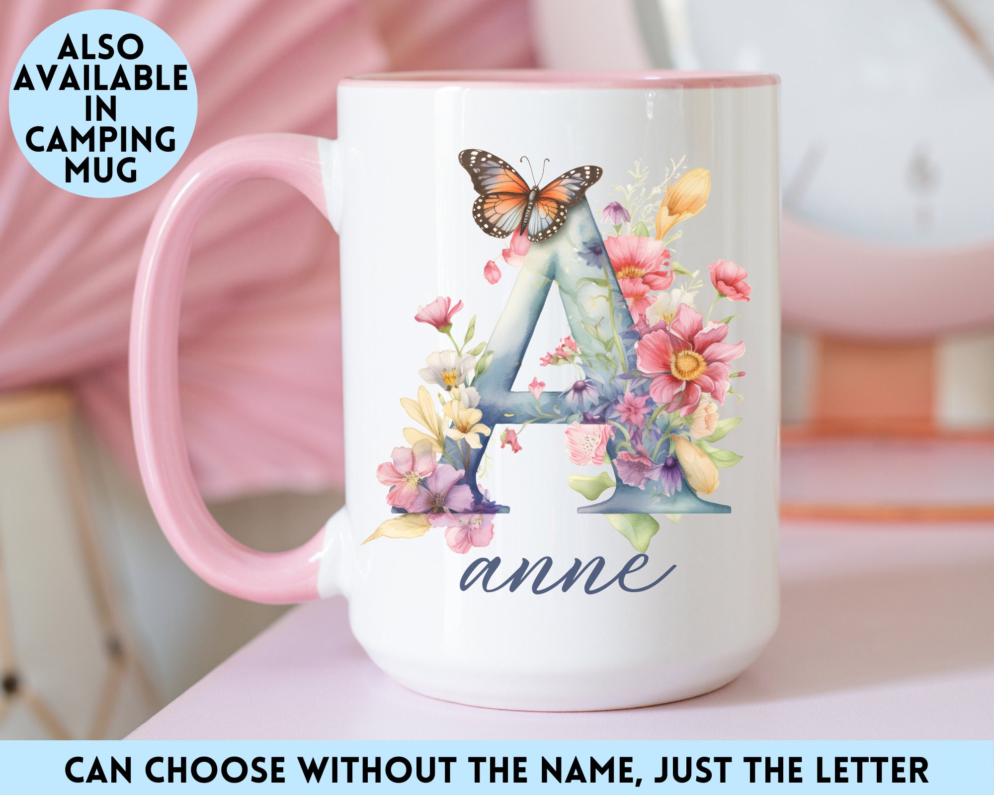 Personalized Initial Letter Mug Cute Monogram Mug Grandmas - Etsy