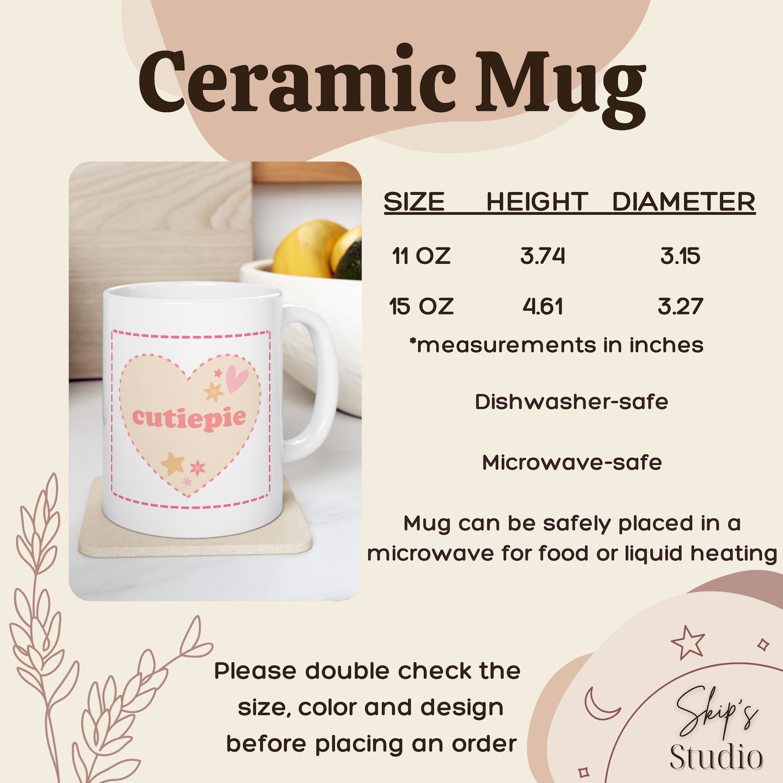 Personalized Initial Letter Mug, Cute Monogram Mug, Grandmas Garden ...