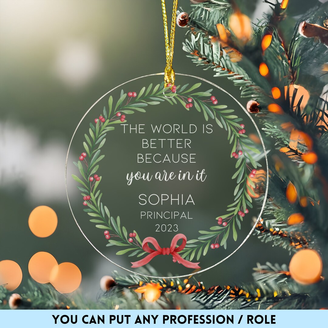 Personalized School Principal Christmas Acrylic Ornament, Custom ...