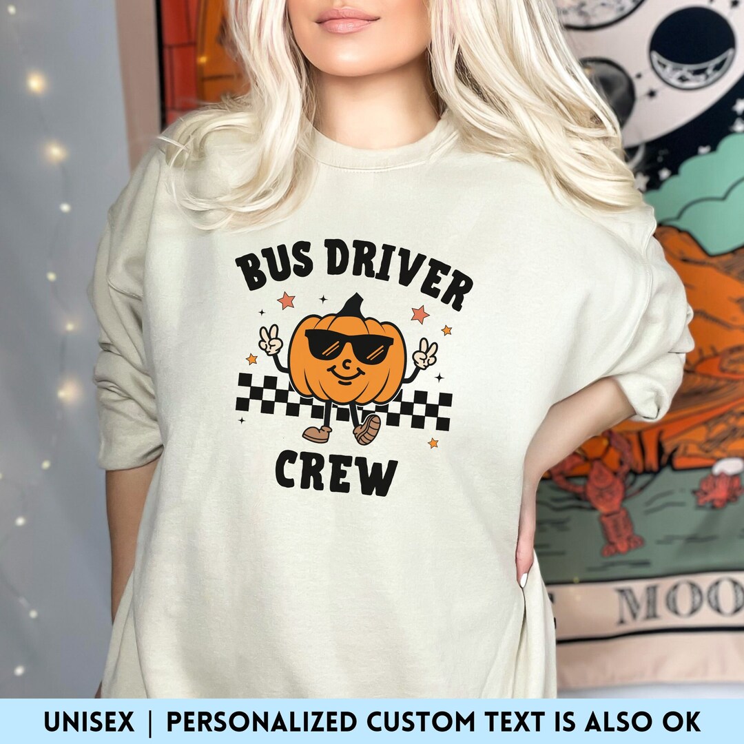 School Bus Driver Fall Shirt, Retro Halloween Pumpkin Favorite Bus ...