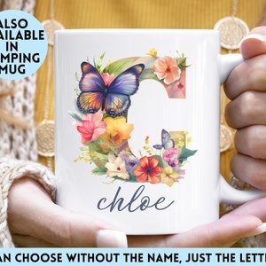 Personalized Initial Letter Mug Cute Monogram Mug Grandmas - Etsy