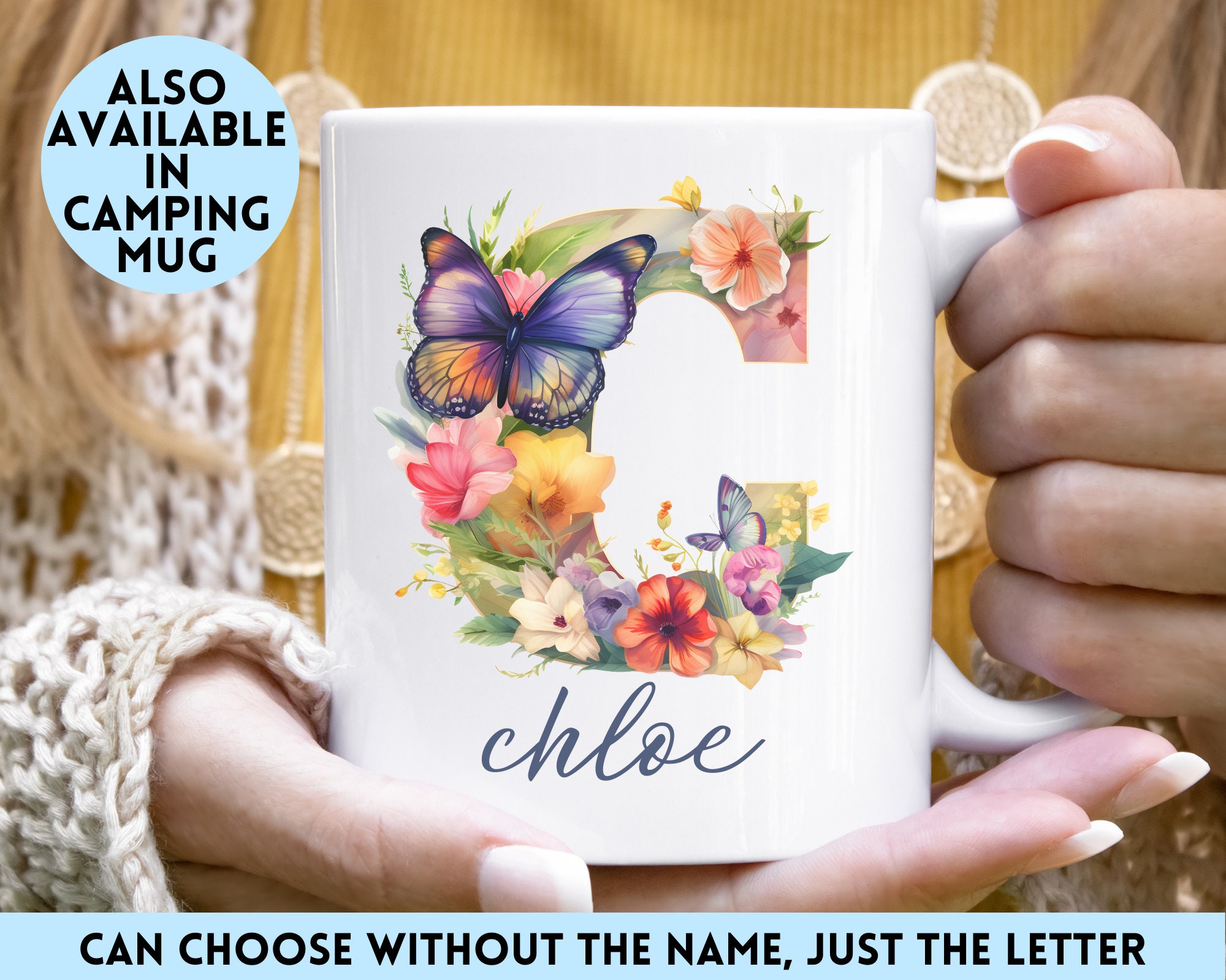 Personalized Initial Letter Mug Cute Monogram Mug Grandmas - Etsy