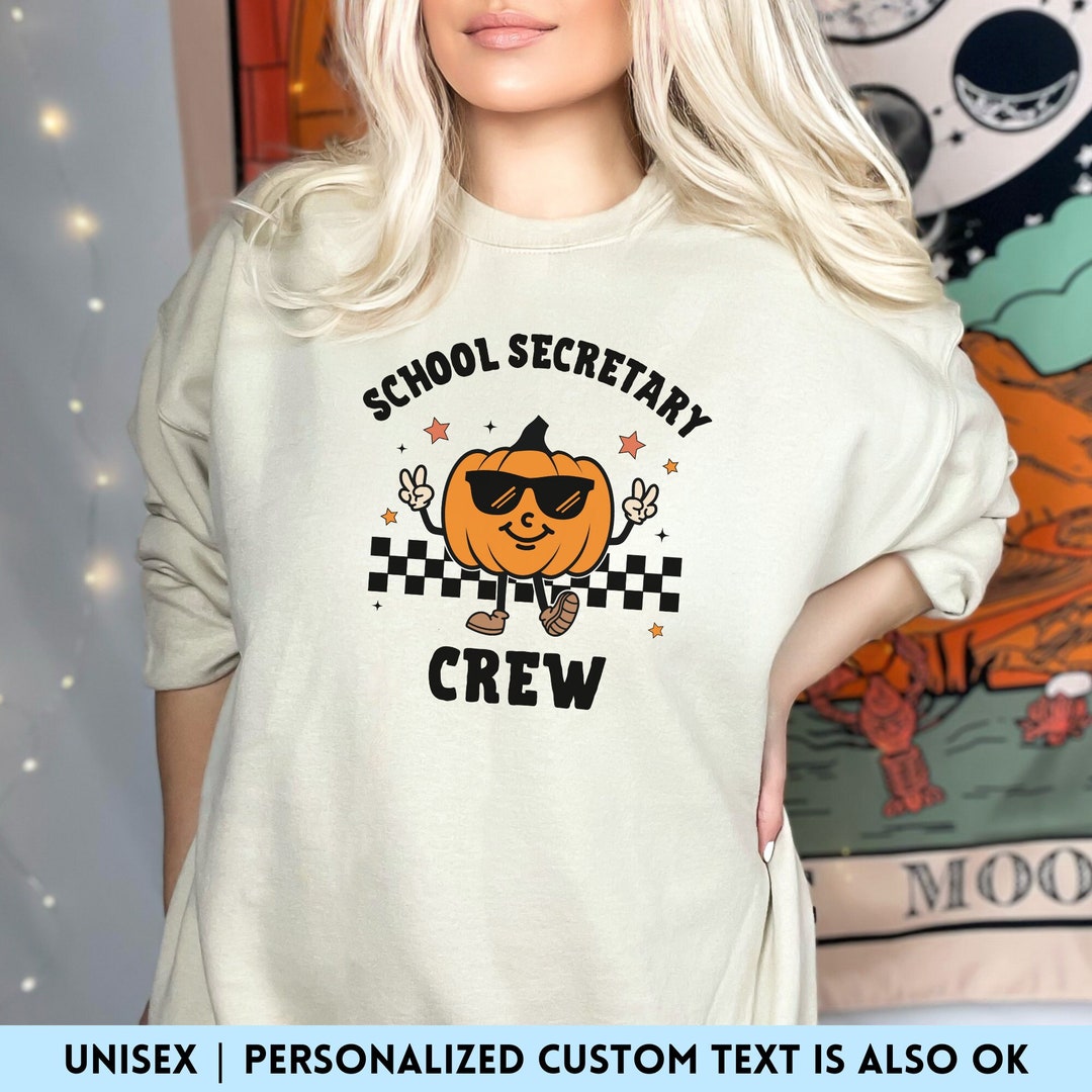 School Secretary Fall Shirt, Retro Halloween Pumpkin Assistant Group ...