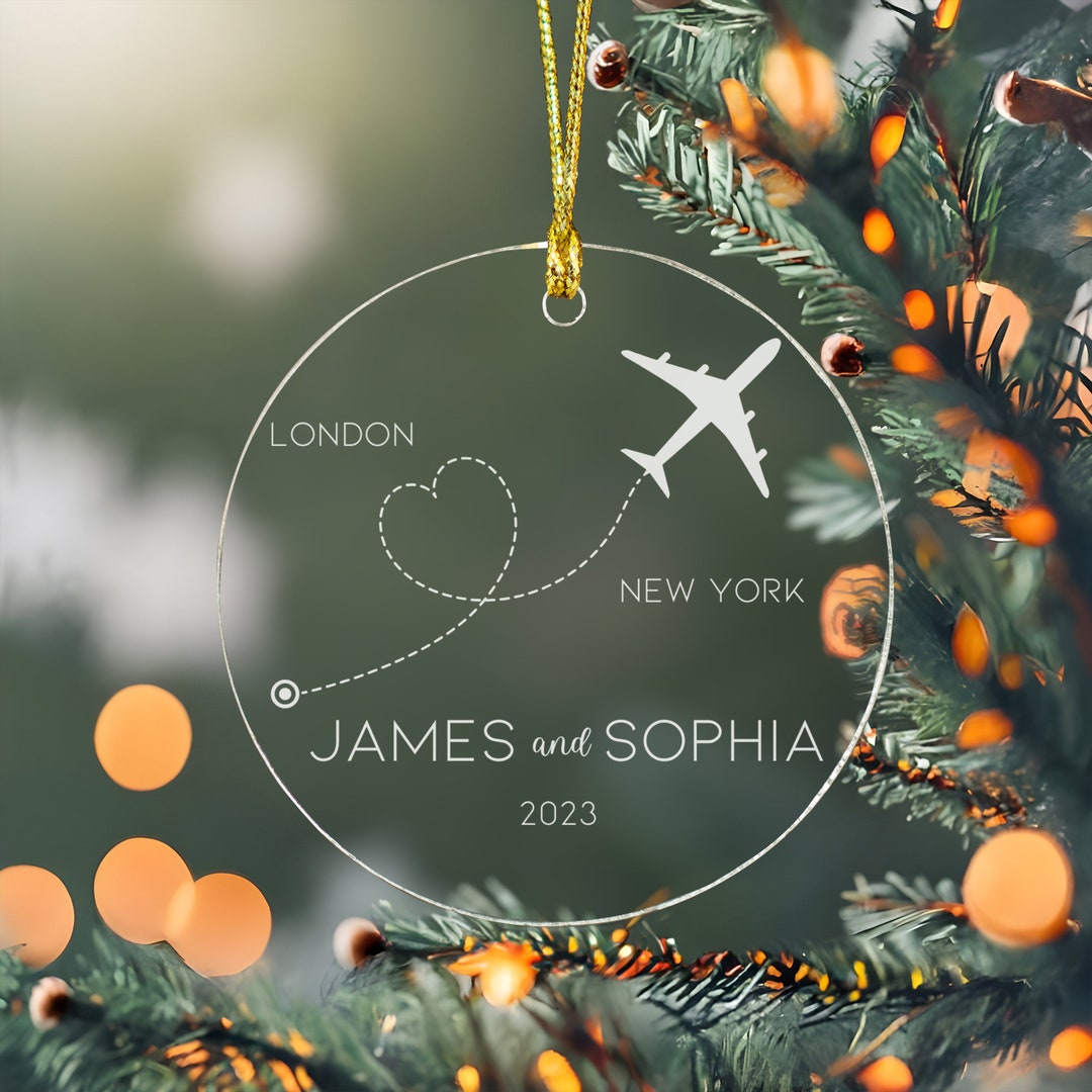 Personalized Long Distance Couple Christmas Ornament, Acrylic Ornament ...