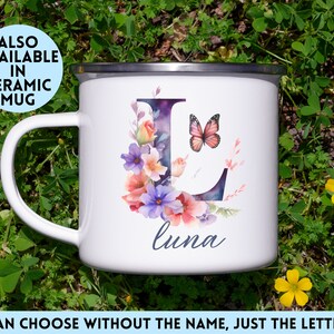 Personalized Initial Letter Mug, Cute Monogram Mug, Grandmas Garden ...