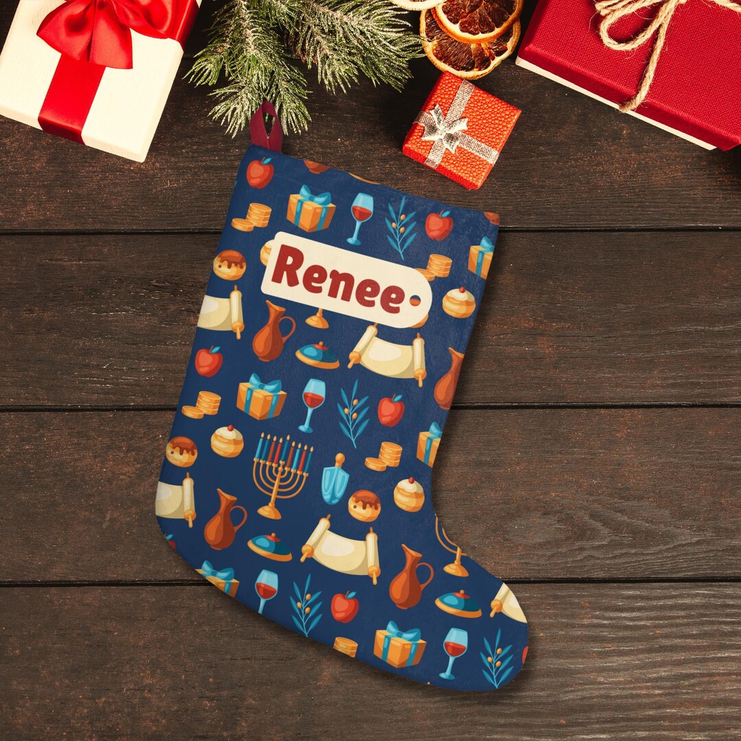Personalized Hanukkah Stocking, Custom Name Kids Holiday Stocking ...