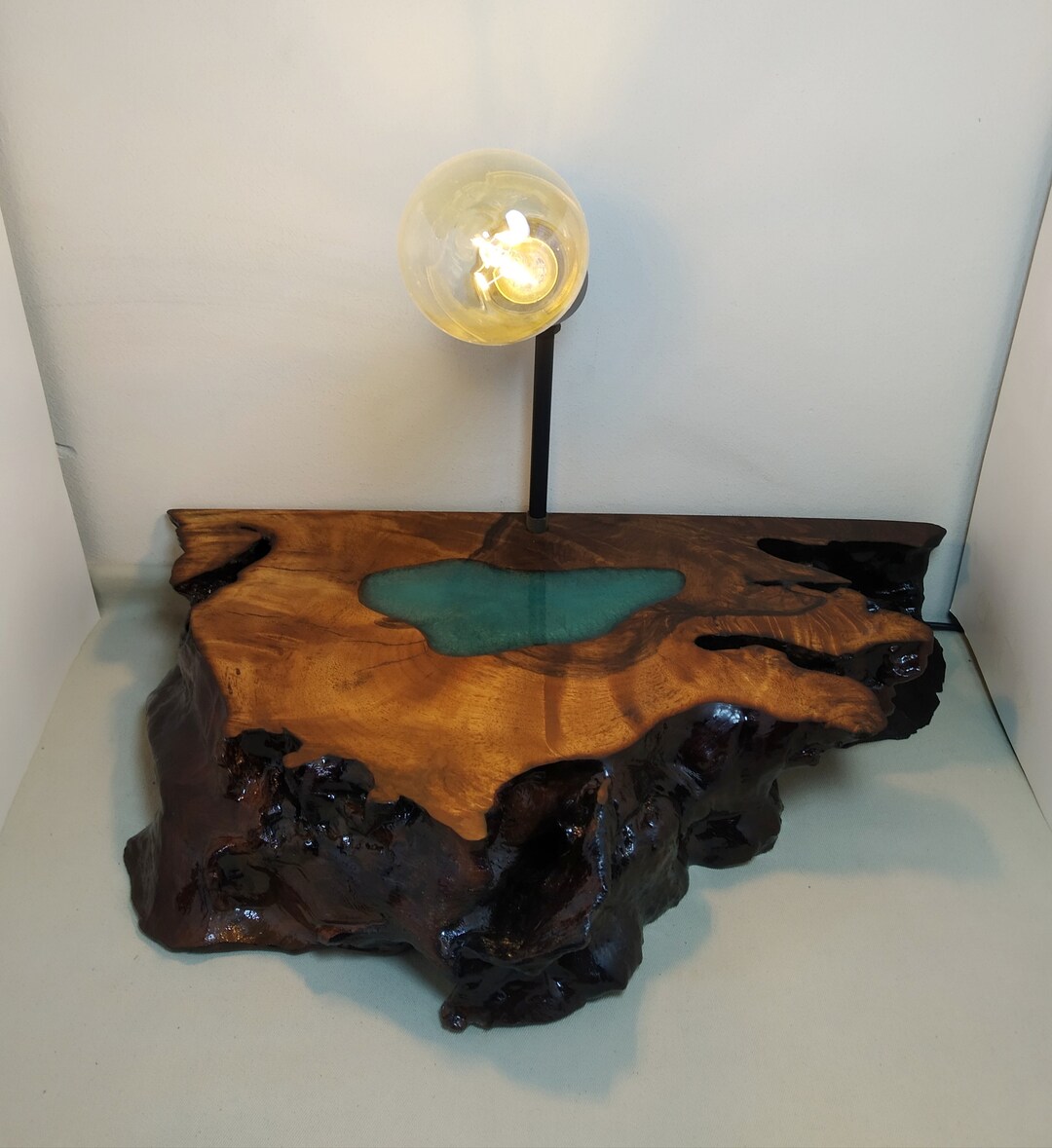 Walnut Epoxy Lake Table Lamp - Etsy