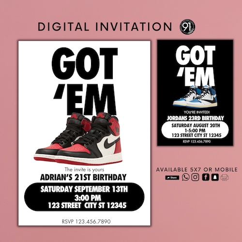 Air Jordan Theme Birthday Party Sneakerheads Digital - Etsy