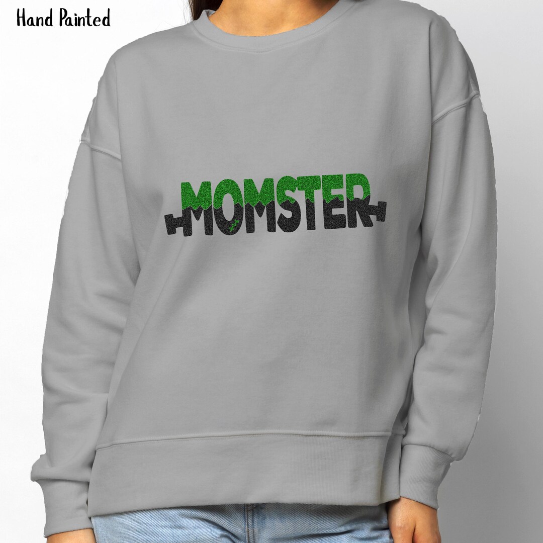 Hand-painted Metallic Momster Halloween Sweatshirt - Etsy