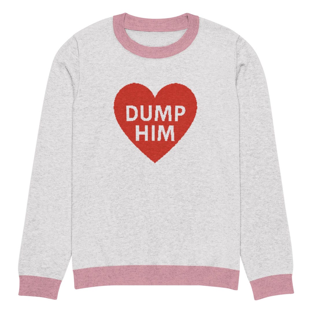 DUMP HIM Red Pink Heart Knitted Crew Neck Sweater - Etsy