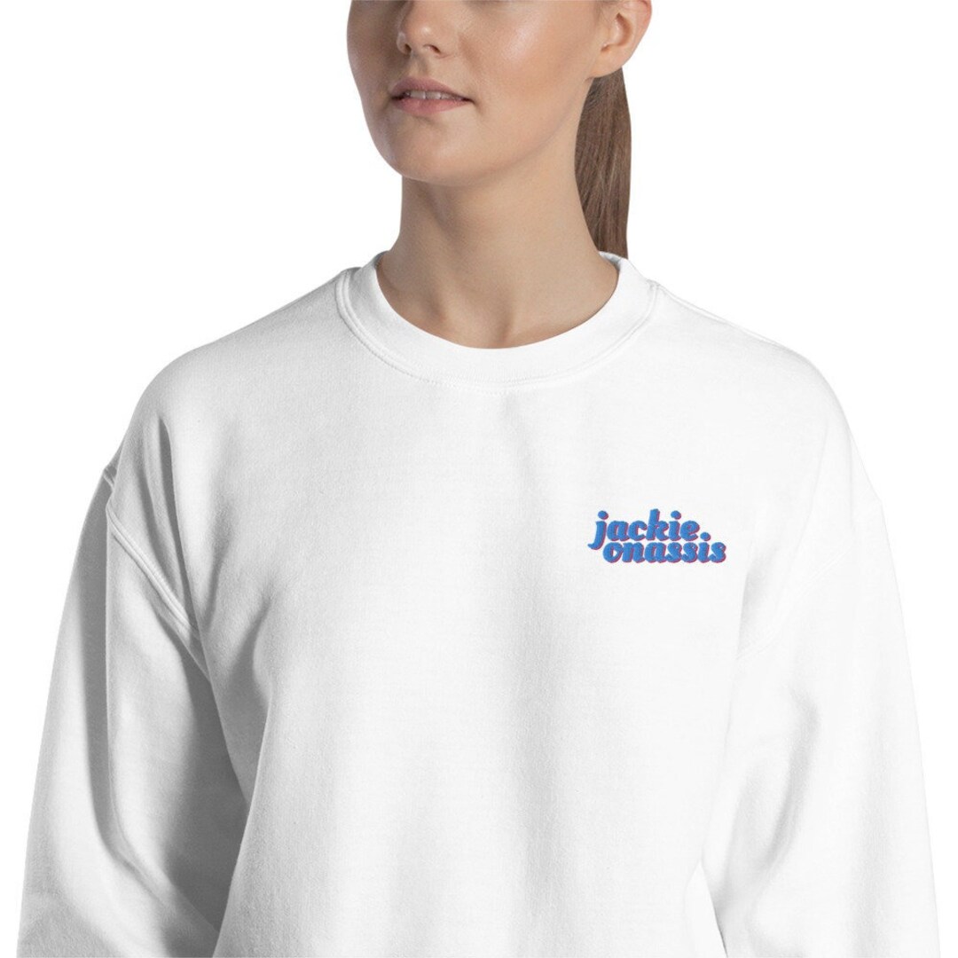 Jackie Onassis Pink Blue Embroidered Unisex Crewneck Sweatshirt Sammy ...