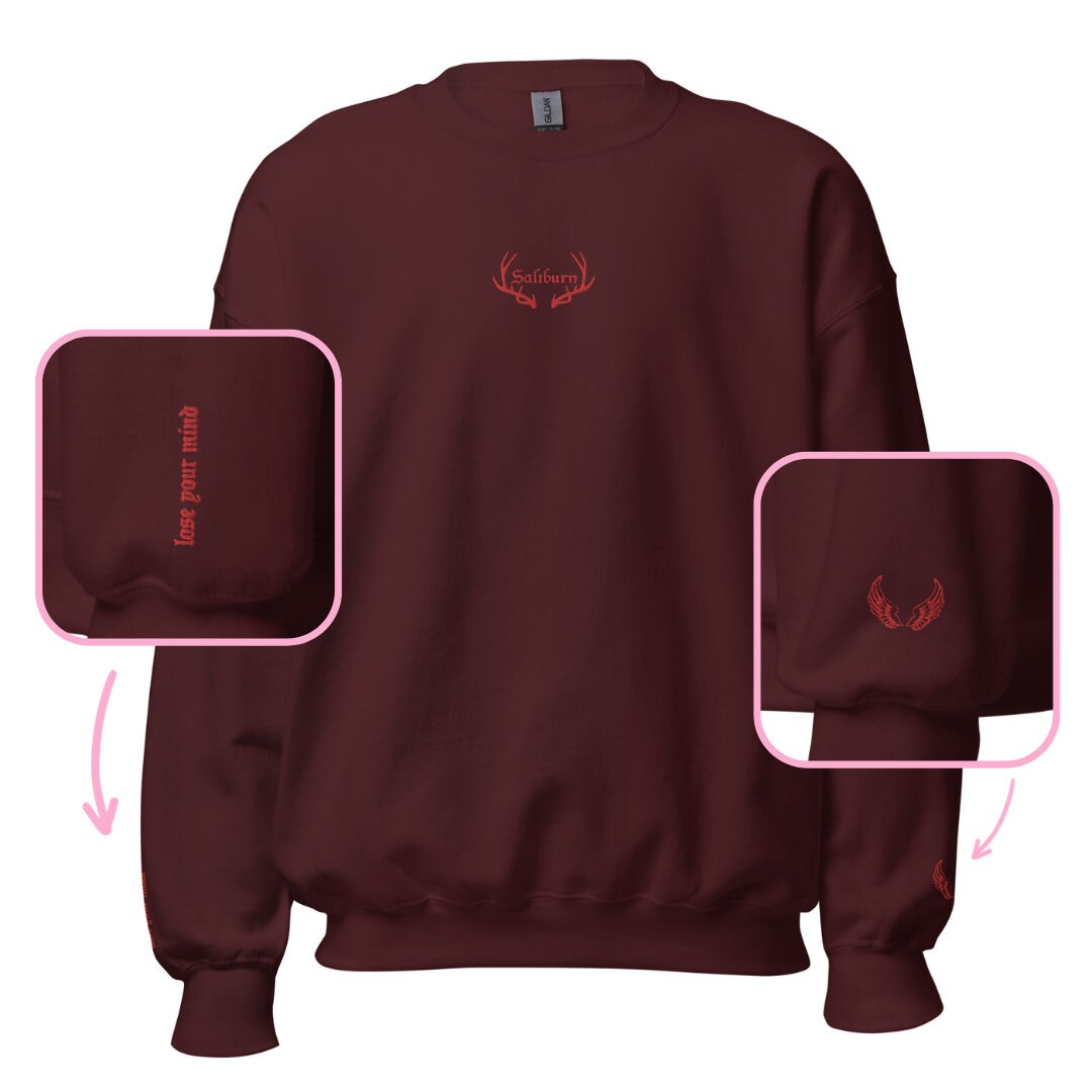 MORE COLORS Saltburn Red Embroidered Sweatshirt - Etsy