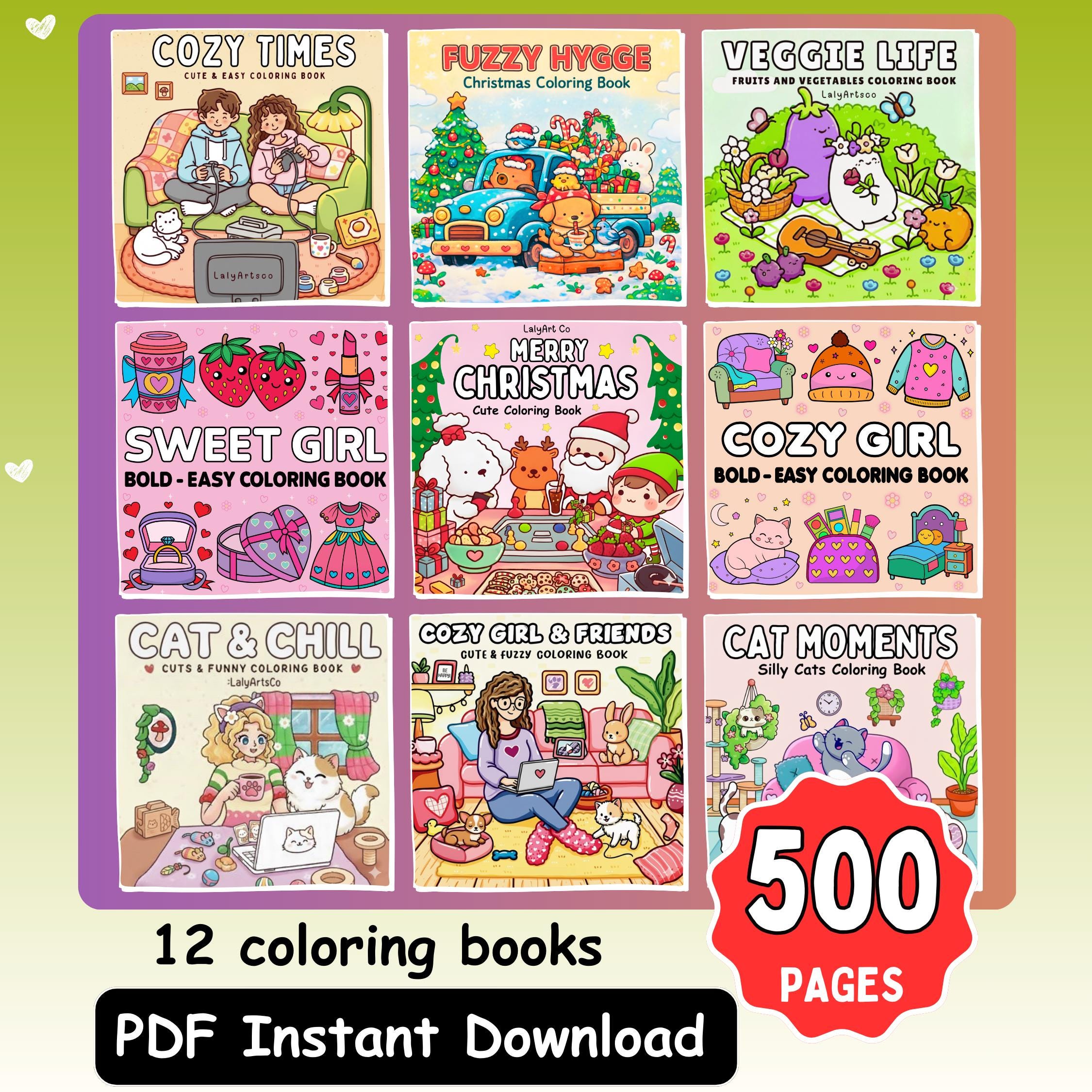 Lalyarts Ultimate Bold and Easy Coloring Bundle | 500 Pages | 12 PDF ...