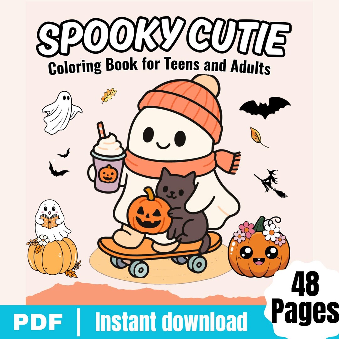 Spooky Cutie Coloring Book: Halloween Designs for All Ages (digital ...