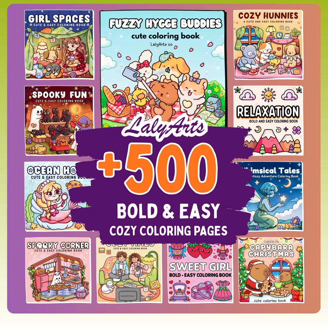 Cozy Coloring Book Bundle | 500 Pages for Relaxation (PDF Download) - Etsy
