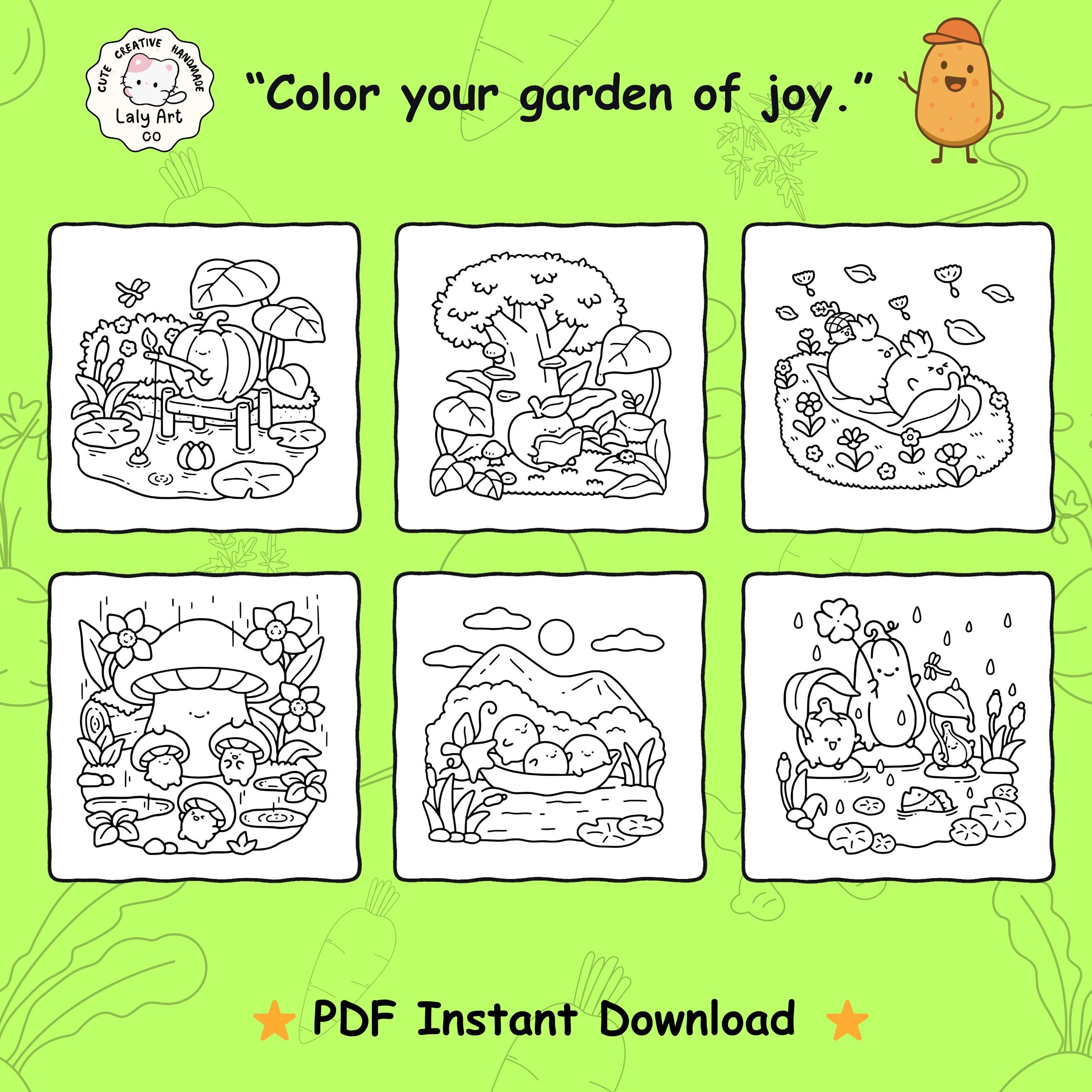 Veggie Life Coloring Book • 40 Cute Fruits and Vegetables Pages • Fun ...