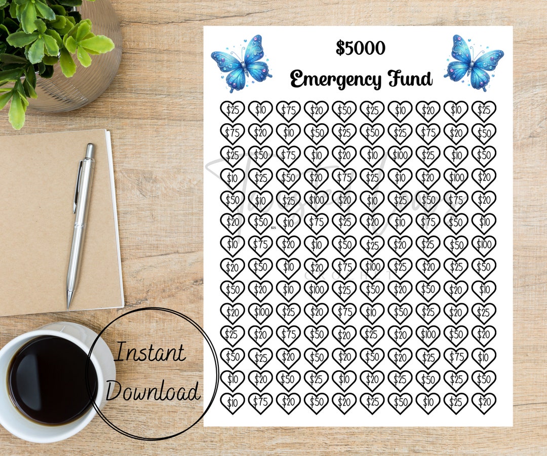 Budget Savings Goal Emergency Fund 5000, Money Saving Challenge ...
