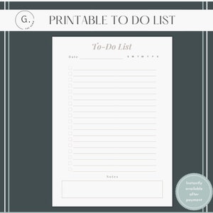 Printable to Do List, PDF Checklist, Instant Download, Digital Task ...