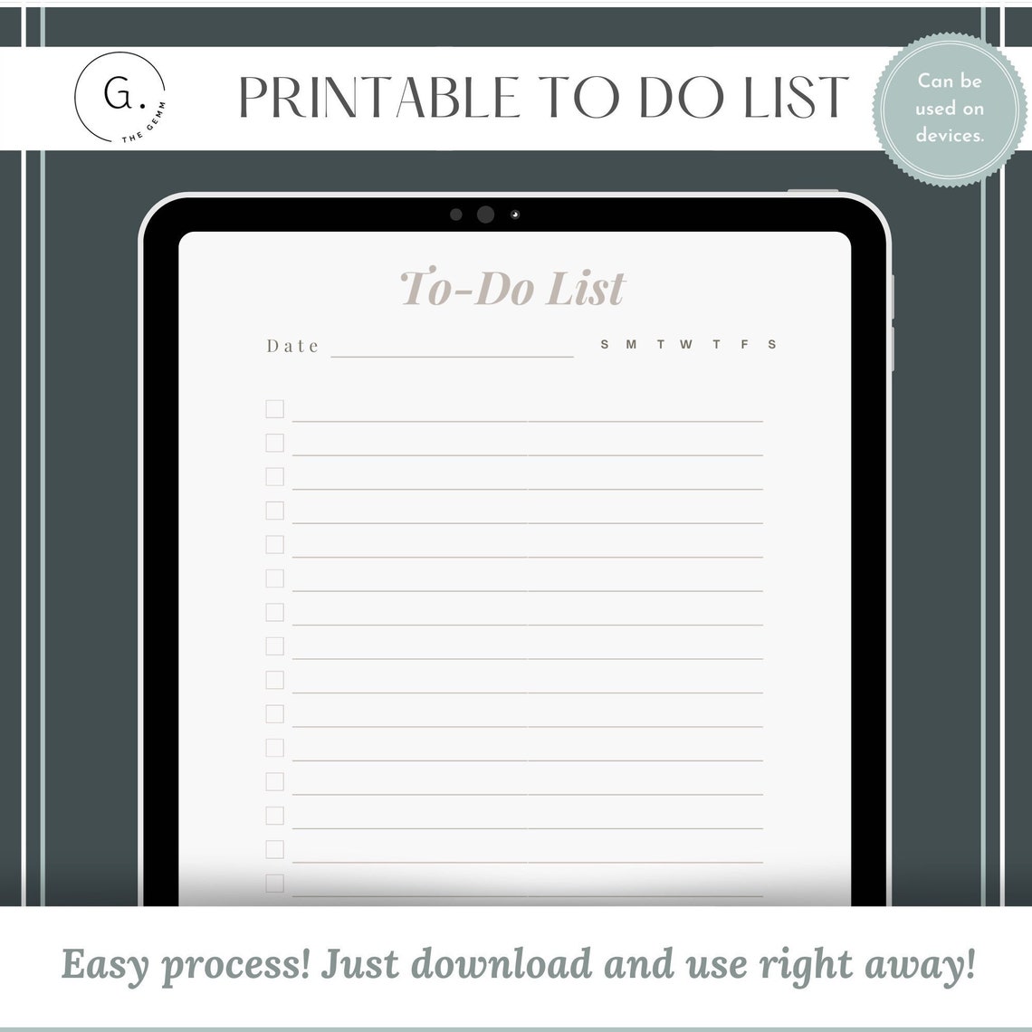 Printable to Do List, PDF Checklist, Instant Download, Digital Task ...
