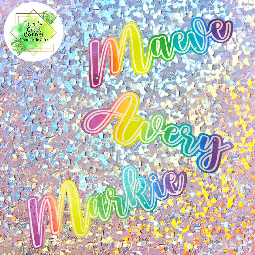 Lisa Frank Inspired Holographic Sparkle Name Stickers - Etsy