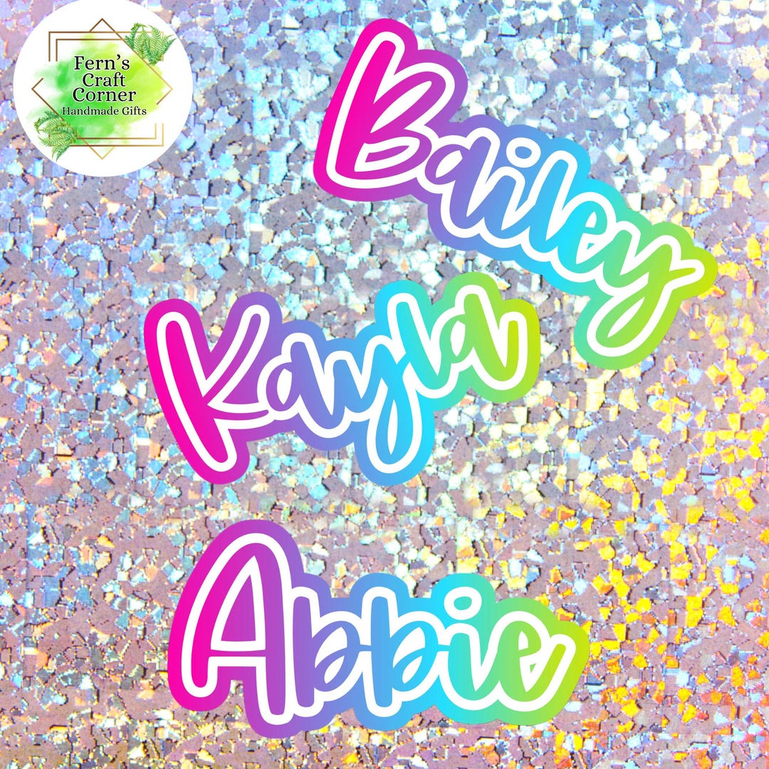 Rainbow Gradient Name Stickers - Etsy